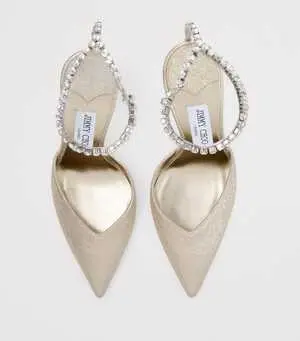 JIMMY CHOO Saeda 100 Satin Pumps - Silver