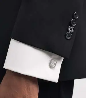 Tateossian Rhodium-plated And Cubic Zirconia Halo Rectangle Cufflinks