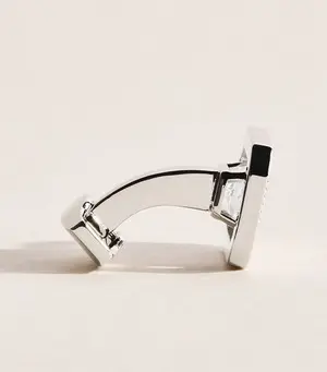 Tateossian Rhodium-plated And Cubic Zirconia Halo Rectangle Cufflinks