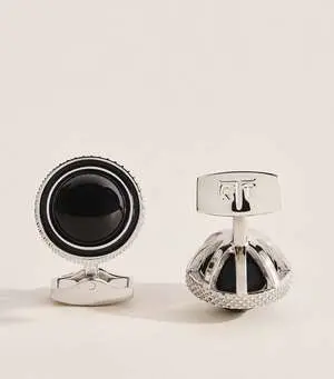 Tateossian Palladium-plated And Onyx Gyrate Cufflinks - Black