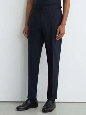 REISS Wool Pinstripe Side-adjuster Suit Trousers