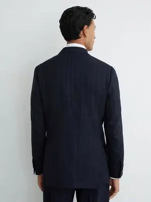 REISS Bank Virgin Wool Pinstripe Double-breasted Suit Blazer Tailored-fit
