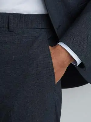 REISS Houndstooth Tailored-fit Suit Trousers