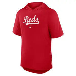 Nike Cincinnati Reds Arched Wordmark Dri-fit Mlb Hooded T-shirt - Red