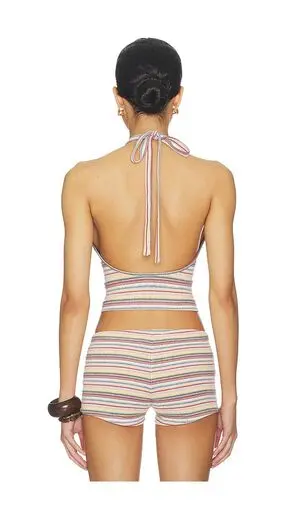 TIGER MIST Halterneck Cropped Top With Tie Detail