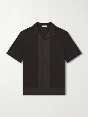 Mr P. Camp-collar Linen And Organic Cotton-blend Shirt - Brown