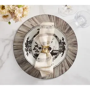 KIM SEYBERT Stria Napkin In Ivory & Black