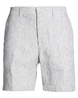 120% Lino Striped Linen Shorts - Blue