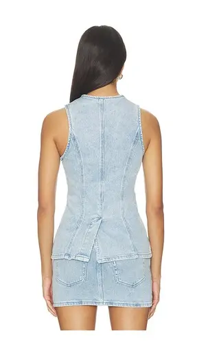 MORE TO COME Maeve Sleeveless Button-down Top - Blue
