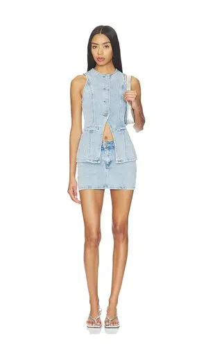 MORE TO COME Maeve Sleeveless Button-down Top - Blue