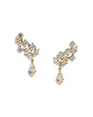 Nadri Riviera 18k Yellow Plated Cubic Zirconia Drop Earrings - Gold