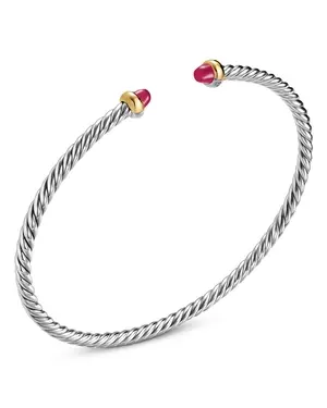 David Yurman Sterling Silver, 14k Yellow Gold And Ruby Flex Bracelet - Ruby/silver