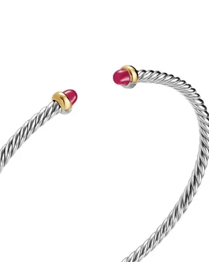 David Yurman Sterling Silver, 14k Yellow Gold And Ruby Flex Bracelet - Ruby/silver