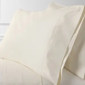 HUDSON PARK COLLECTION 525 Thread Count Egyptian Cotton Sateen Extra Deep Flat Sheet, King Exclusive - Ivory Shell