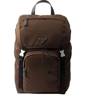 Prada Re-nylon And Saffiano Leather Backpack - Brown