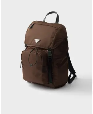 Prada Re-nylon And Saffiano Leather Backpack - Brown