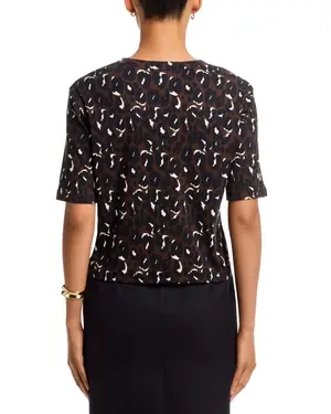 Majestic Filatures Cotton Stretch Rib Leopard Short Sleeve Top - Tonka