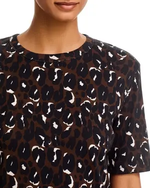 Majestic Filatures Cotton Stretch Rib Leopard Short Sleeve Top - Tonka