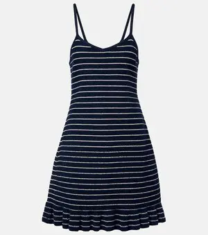 JW Anderson Striped Cotton-blend Minidress - Blue