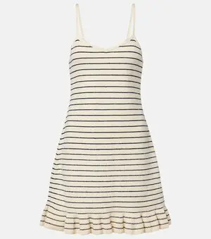 JW Anderson Striped Cotton-blend Minidress - White