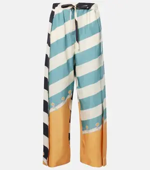 Loewe Printed Wide-leg Silk Pants - Multicoloured