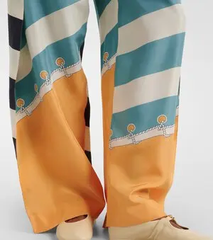 Loewe Printed Wide-leg Silk Pants - Multicoloured