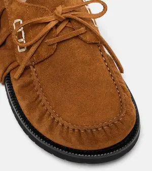 JW Anderson Ruffled Suede Boat Shoes