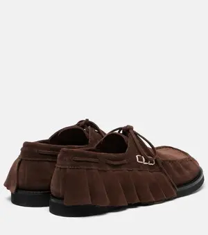 JW Anderson Ruffled Suede Boat Shoes