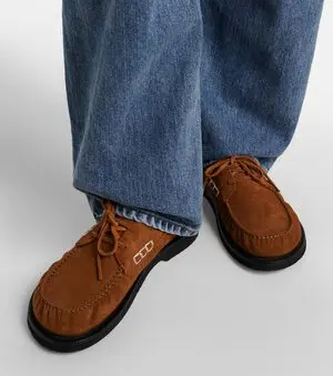 JW Anderson Ruffled Suede Boat Shoes