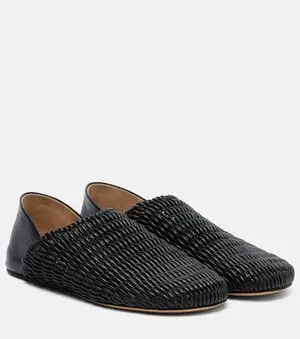 JW Anderson Babouche Woven Leather Loafers - Black