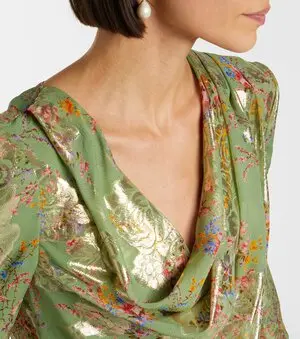 Valentino Garavani Draped Fil Coupé Silk-blend Lamé Blouse