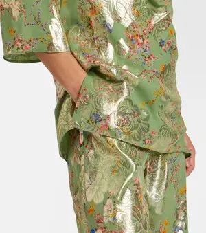 Valentino Garavani Draped Fil Coupé Silk-blend Lamé Blouse