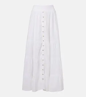 Melissa Odabash Tiered Cotton Maxi Skirt - White