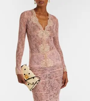 Valentino Garavani Floral Sheer Lace Cardigan - Pink