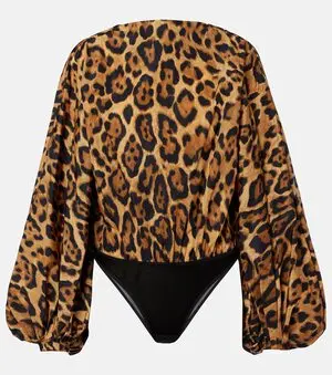 Alaïa Oversized Animal-print Bodysuit - Brown