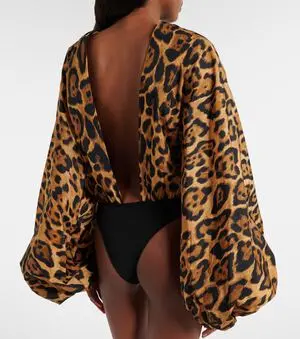 Alaïa Oversized Animal-print Bodysuit - Brown