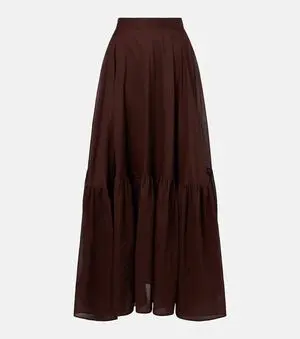 Plan C Cotton Organza Maxi Skirt - Brown