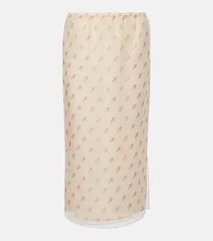 Khaite Sydni Floral Silk Organza Slip Skirt - Pink