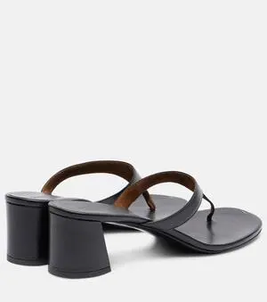 Khaite Archer Leather Thong Sandals - Black