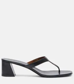 Khaite Archer Leather Thong Sandals - Black
