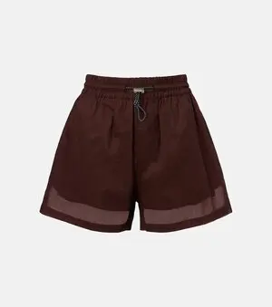 Plan C Cotton Organza Shorts - Brown