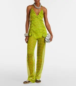 Dries Van Noten Polka-dot Silk Straight Pants - Multicoloured