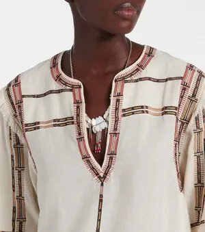 Isabel Marant Étoile Fiosa Embroidered Silk Top With Fringes - White