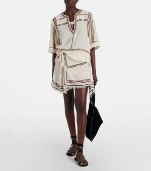 Isabel Marant Étoile Fiosa Embroidered Silk Top With Fringes - White