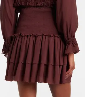 Poupette St Barth Farrah Tiered Miniskirt - Brown