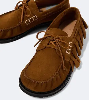 JW Anderson Ruffled Suede Boat Shoes - Brown