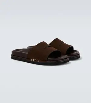 JW Anderson Suede Slides - Brown