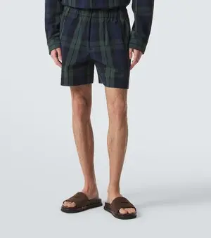 JW Anderson Checked Cotton Seersucker Shorts - Blue