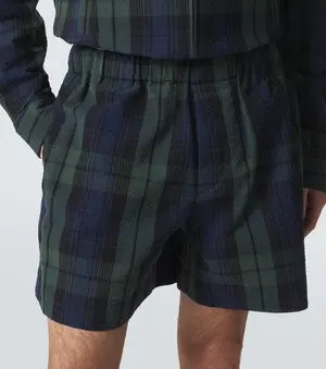 JW Anderson Checked Cotton Seersucker Shorts - Blue