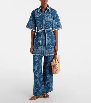 ALEMAIS Alémais Lucky Printed Linen Wide-leg Pants